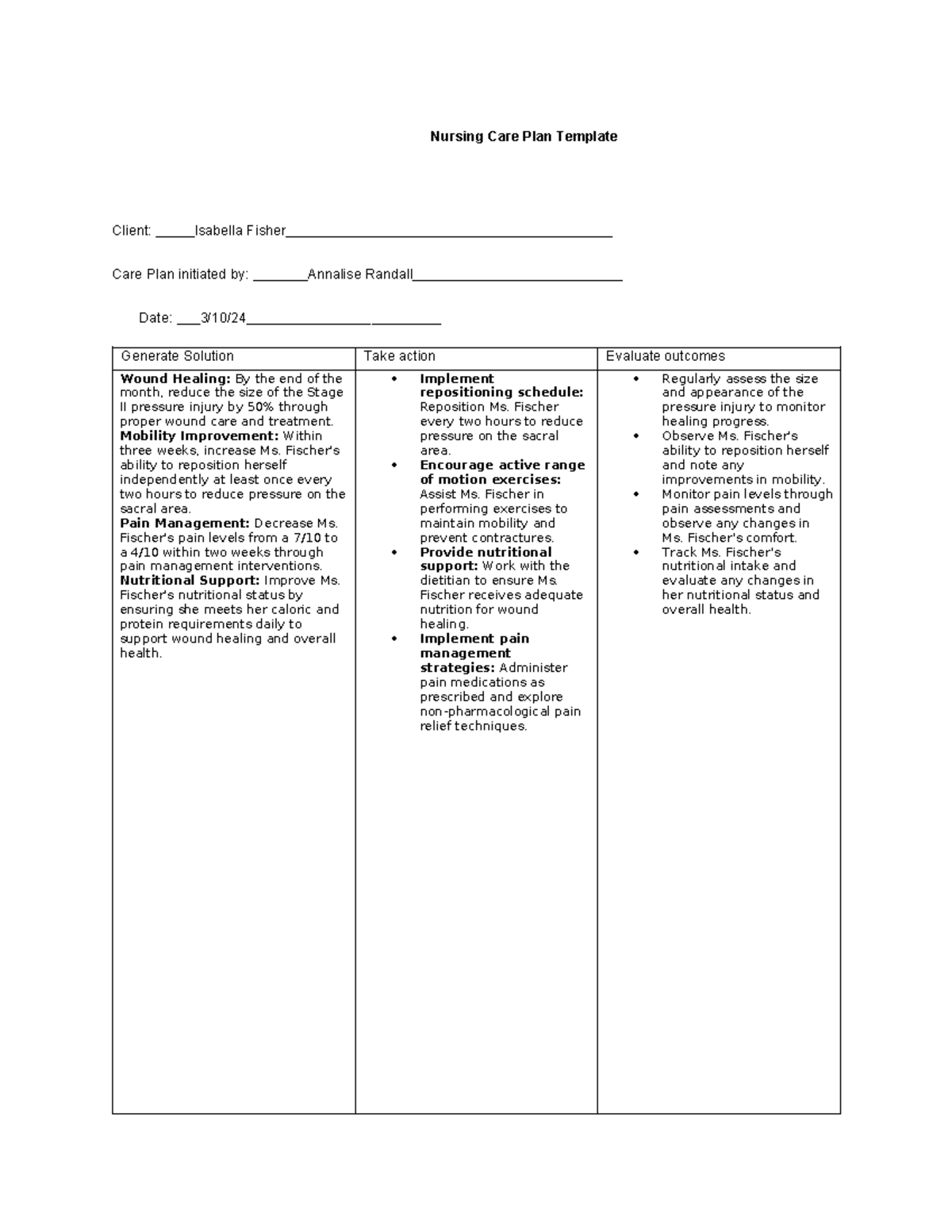 Nursing Care Plan Template - Nursing Care Plan Template Client ...