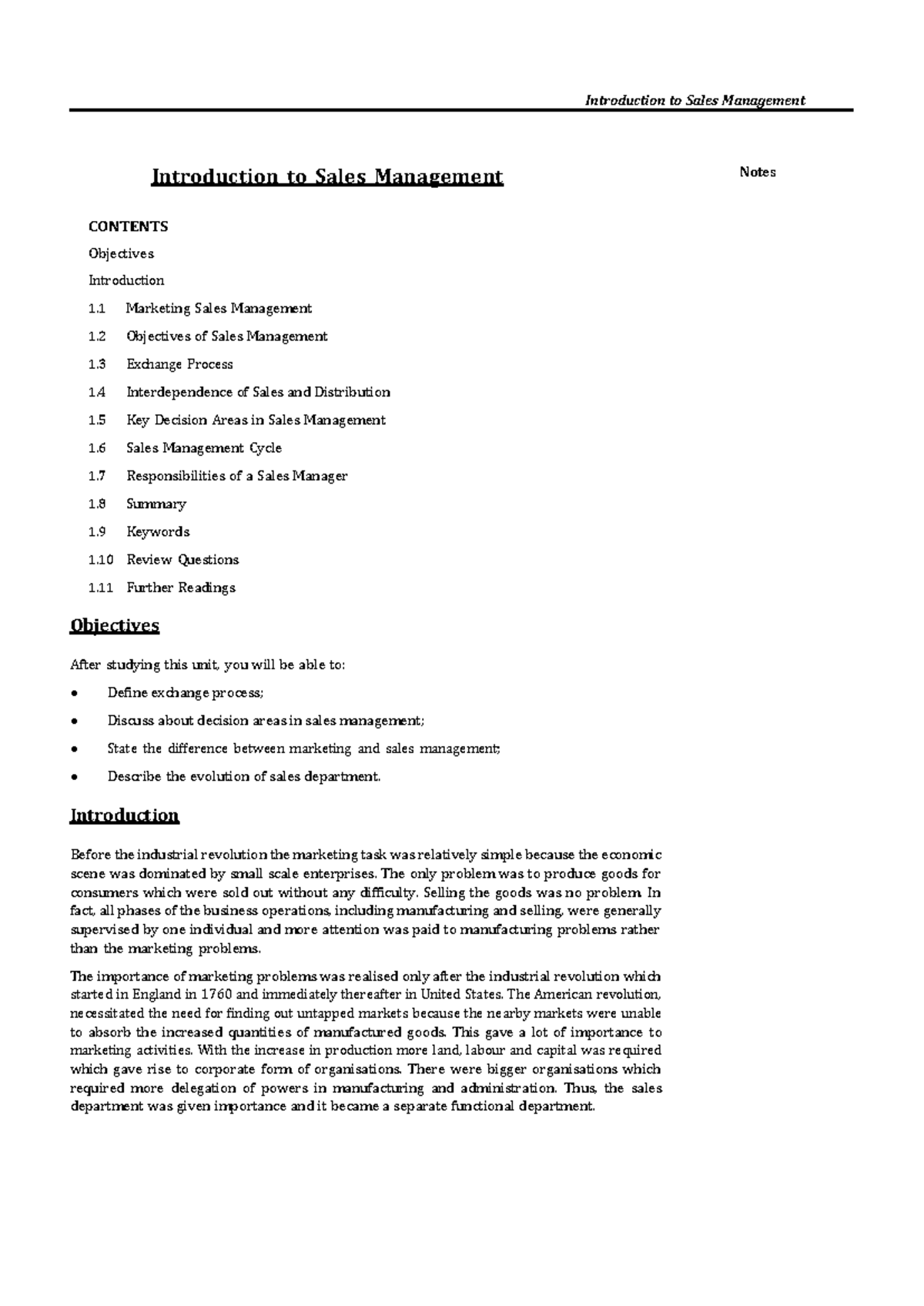 Unit-9 Introduction to Sales Management - Introduction to Sales ...