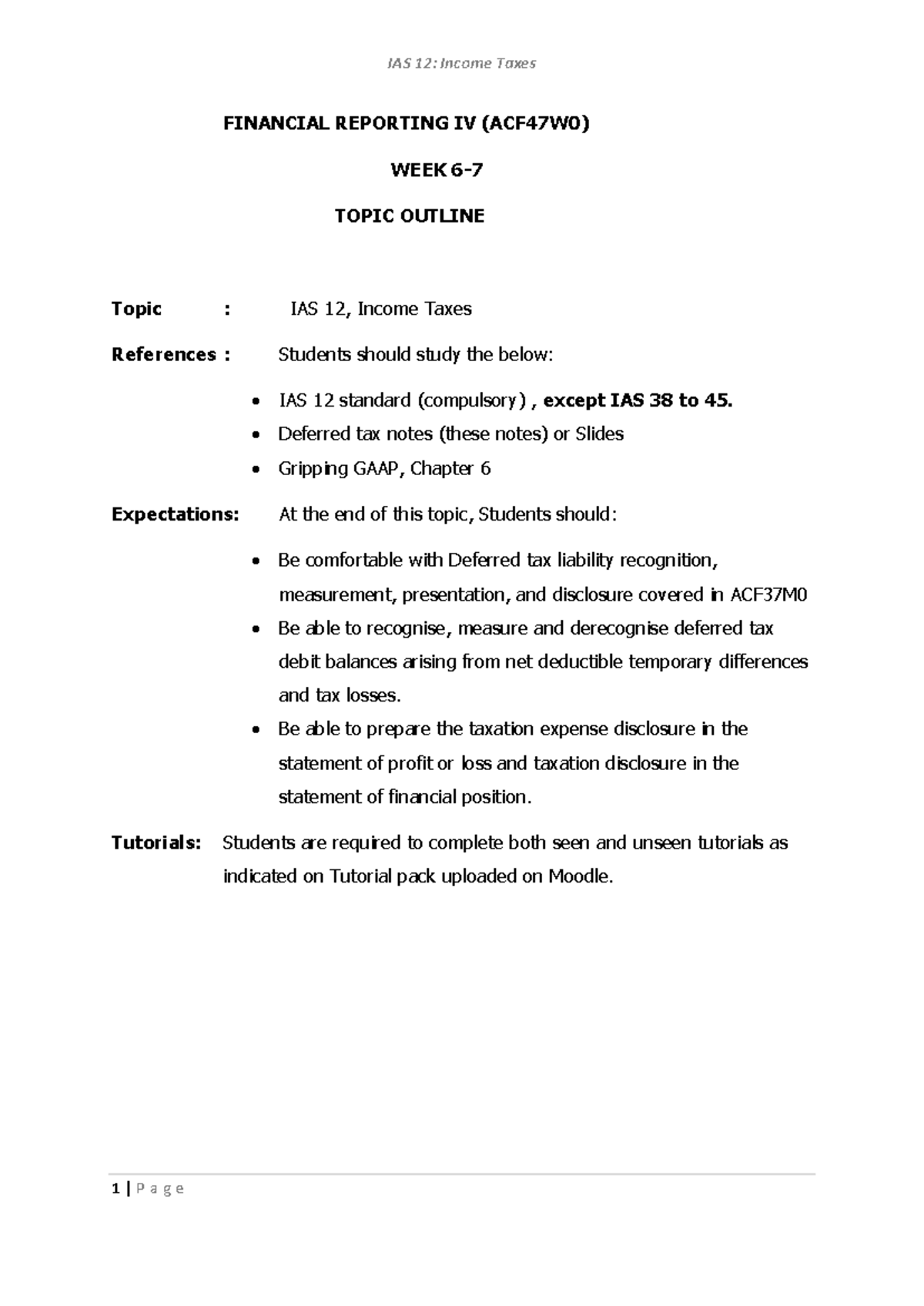 Week 6&7 Deferred tax notes, including lecture examples ZJ - FINANCIAL ...