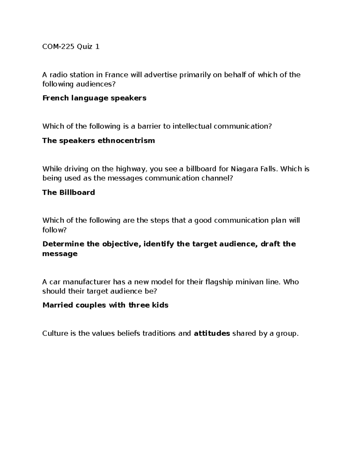 COM 225 quiz 1 - First quiz some answers (not all). - COM-225 Quiz 1 A ...