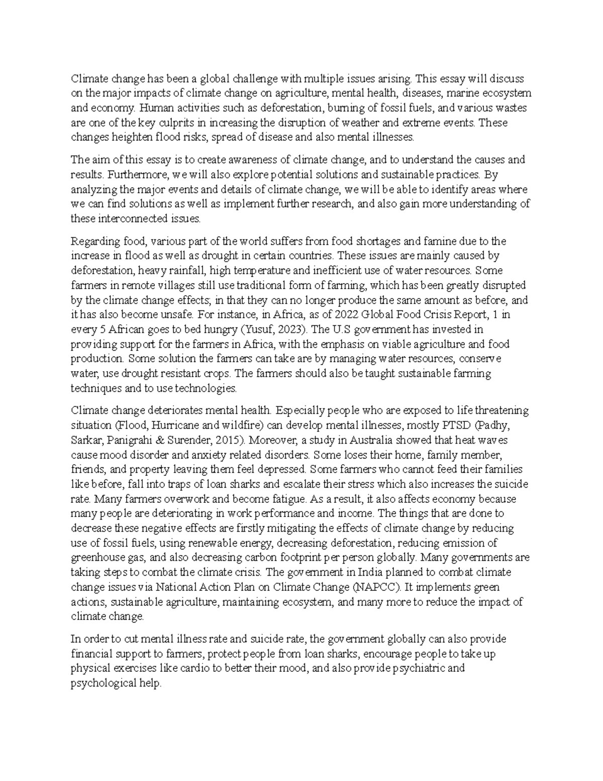 climate change - assignment ii - Climate change has been a global ...