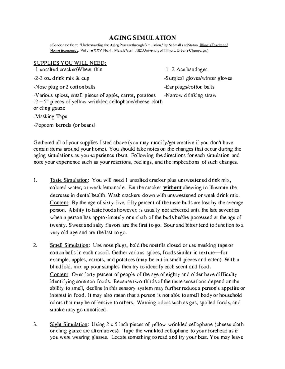 RSM 424 Aging Simulation Instructions - AGING SIMULATION (Condensed ...