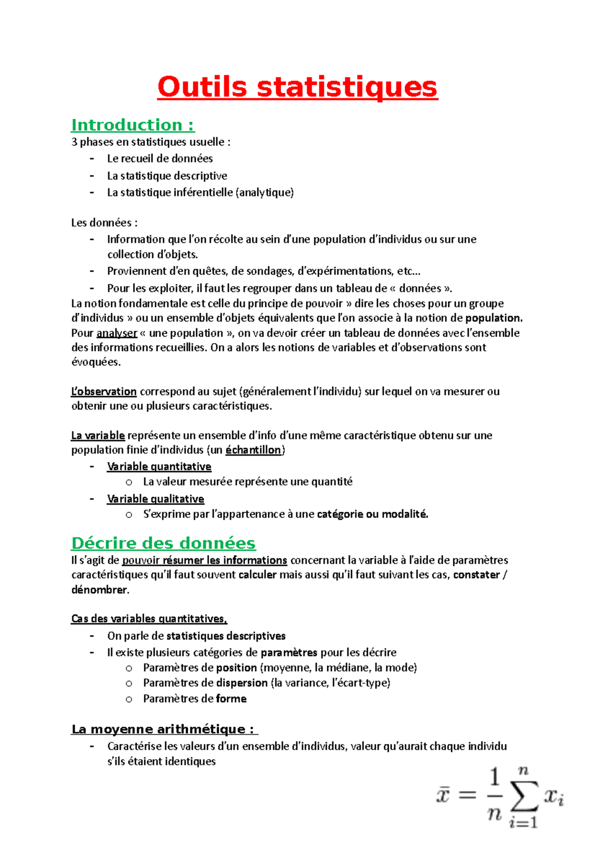 CM - CM outils statistiques - Outils statistiques Introduction : 3 ...