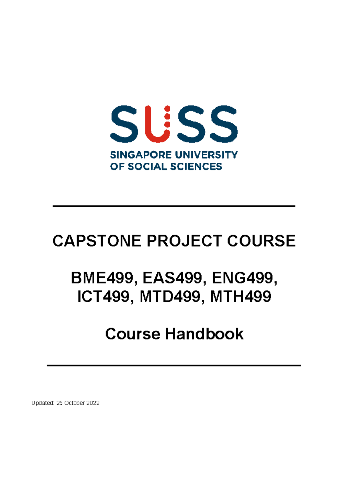 SUSS Capstone Project Handbook - Updated on 25 Oct 2022 ...