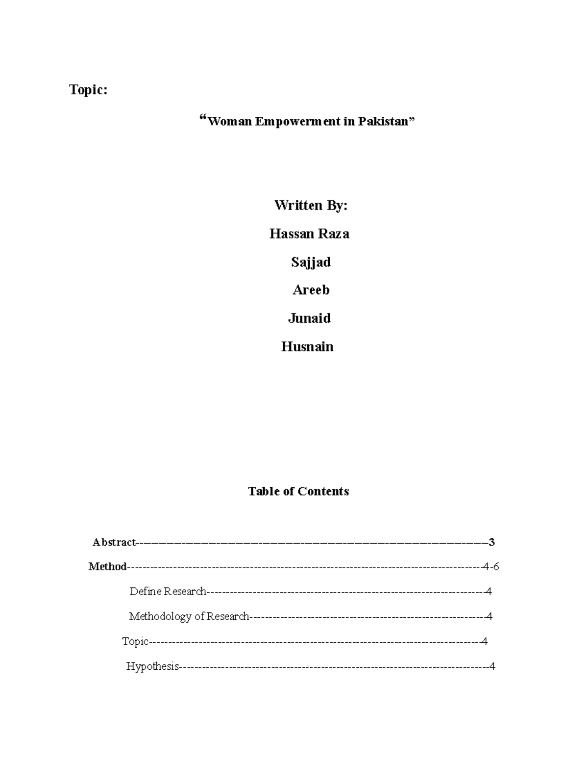 Assignment Organizational Behavior - Topic: “Woman Empowerment in ...