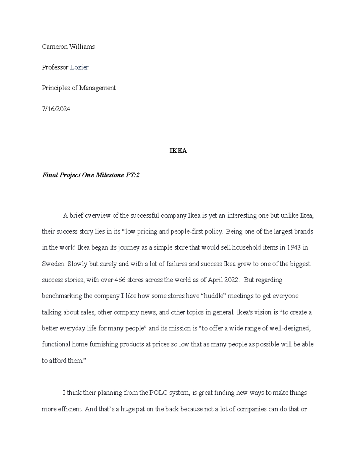 3-2 Final Project one milestone pt 2 - Final - Cameron Williams ...