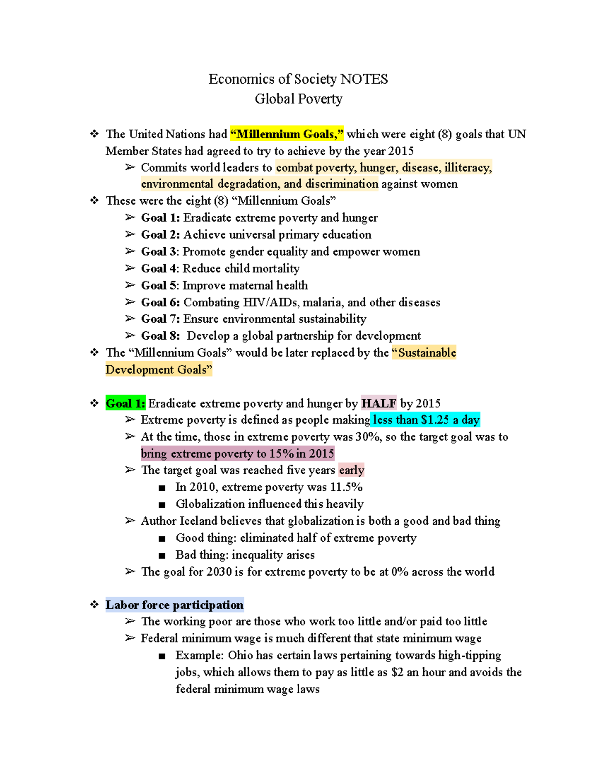 Economics of Society: Global Poverty Notes - Economics of Society NOTES ...