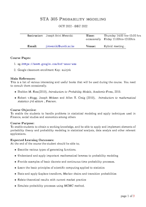 Generating Functions - Probability modelling - Studocu