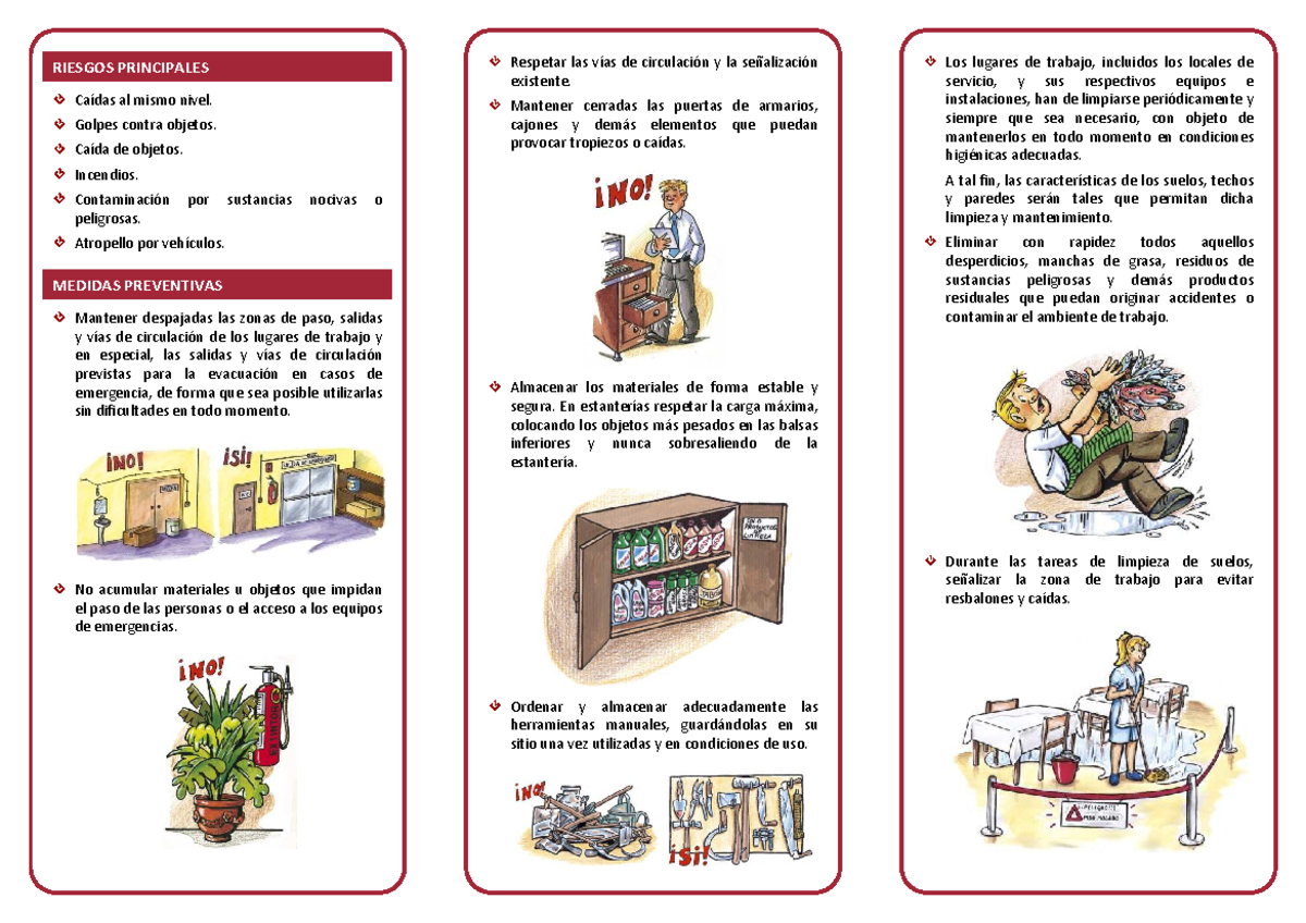 Falta DE Orden Y Limpieza - RIESGOS PRINCIPALES Caídas al mismo nivel. Golpes contra objetos ...