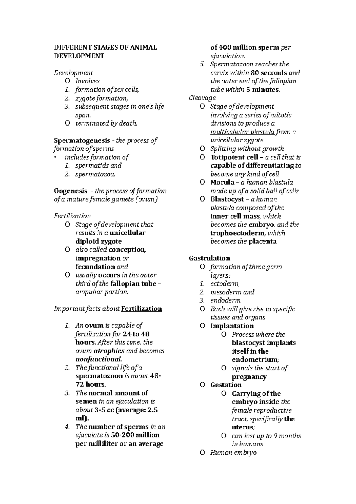 General Biology 1 - science - DIFFERENT STAGES OF ANIMAL DEVELOPMENT ...