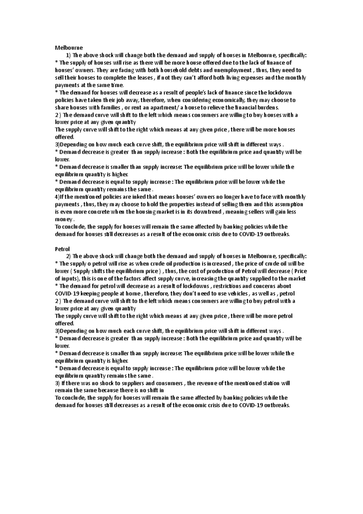 Melbourne - sdsdsds - Melbourne 1) The above shock will change both the ...