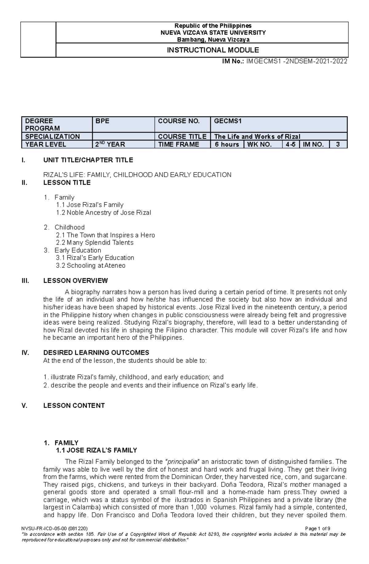 Rizal-Module-3 - Lecture notes in the life and works of rizal - NUEVA ...