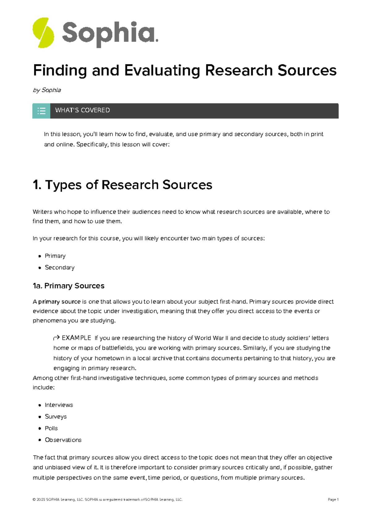 Finding and evaluating research sources - Finding and Evaluating ...