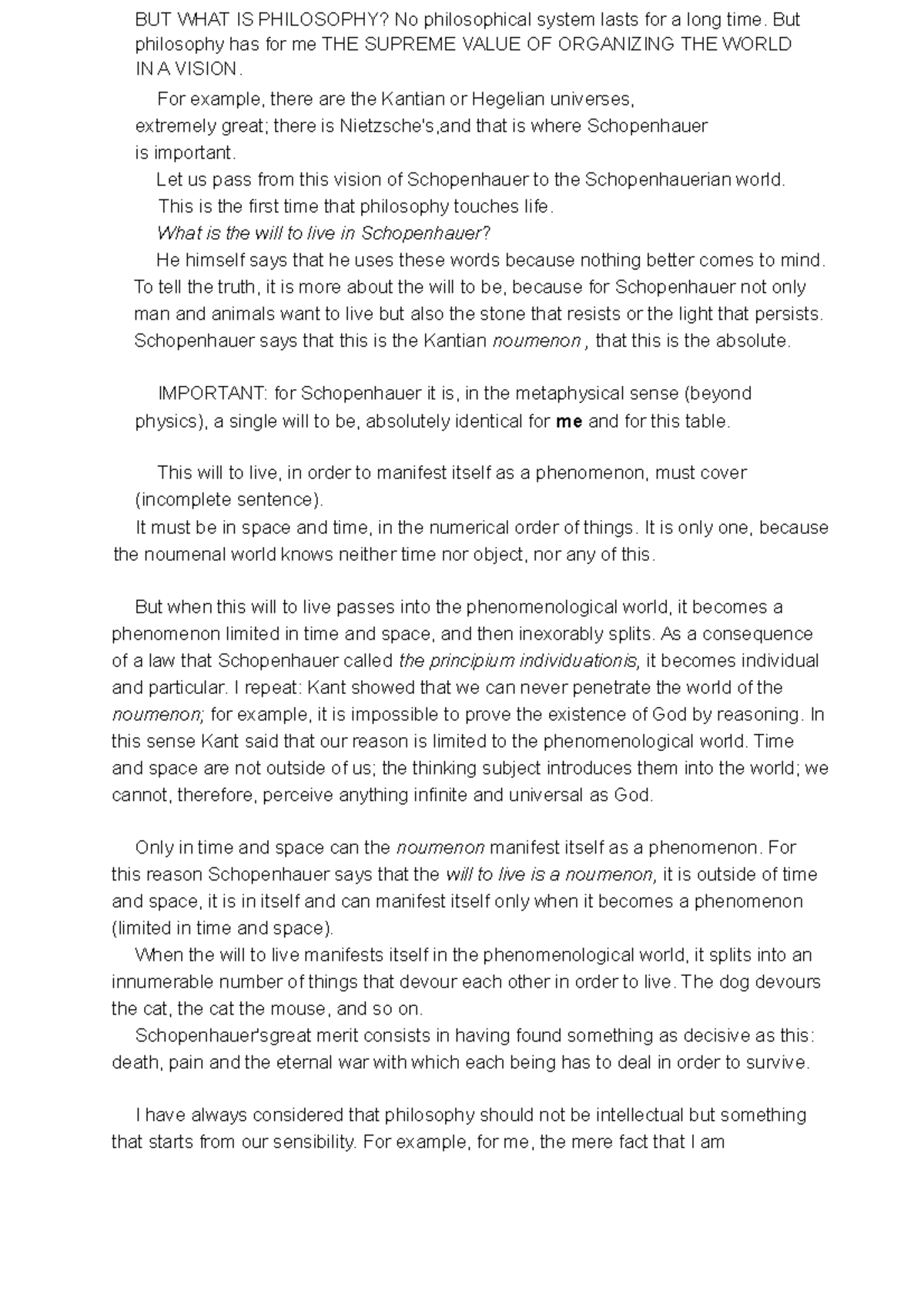 Note 5 - philosphy - BUT WHAT IS PHILOSOPHY? No philosophical system ...