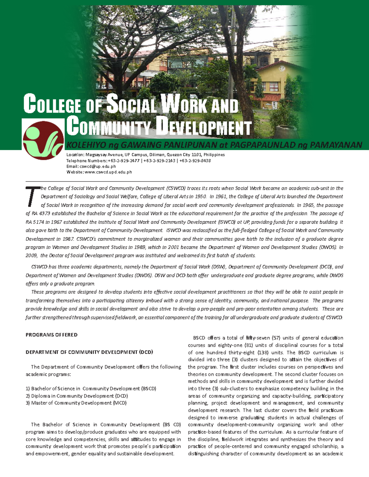 Cswcd - Course Descriptions within College of Social Work and Community ...