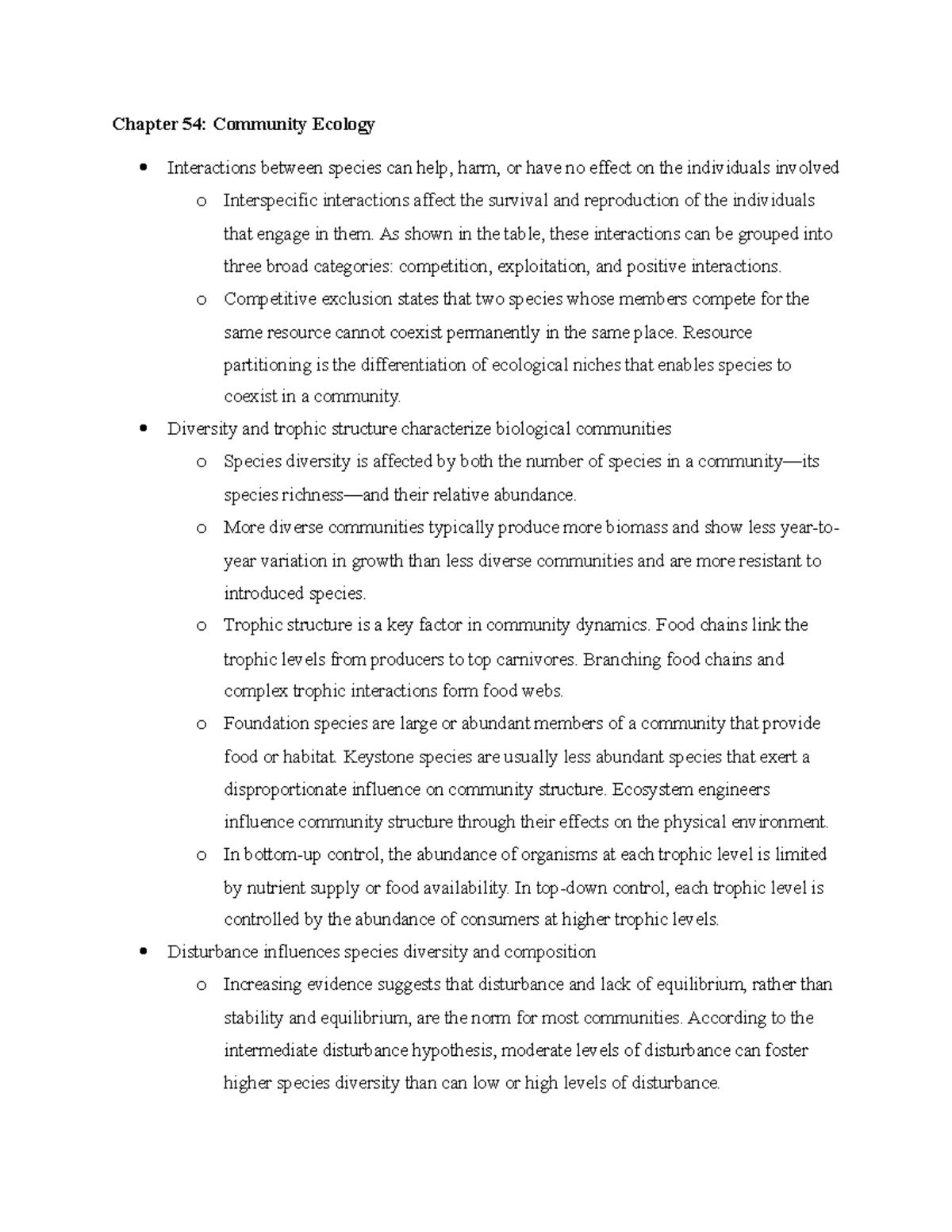 Biology Chapter 54 - Chapter 54: Community Ecology Interactions between ...