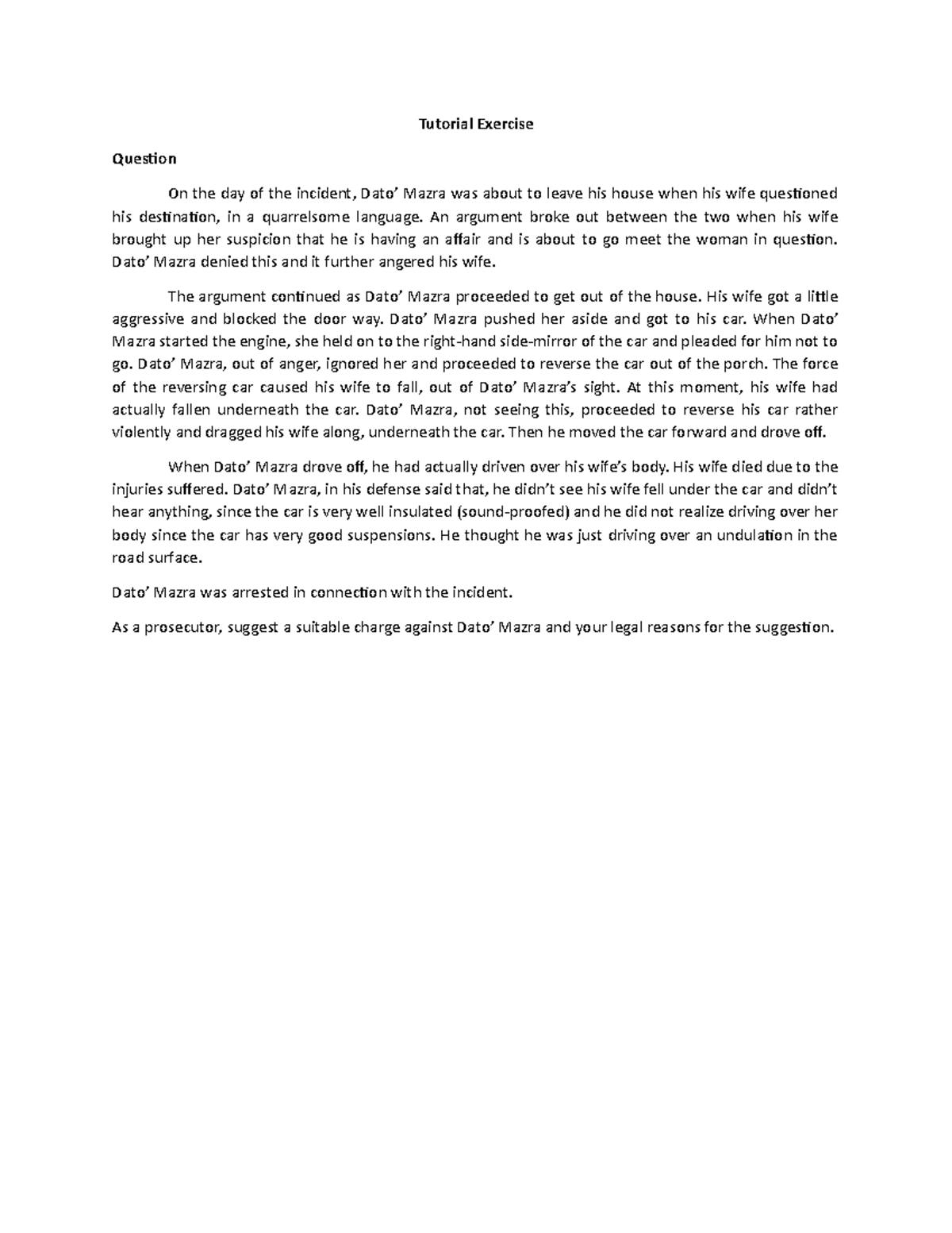 Tutorial Exercise 2 criminal law - UiTM - Studocu