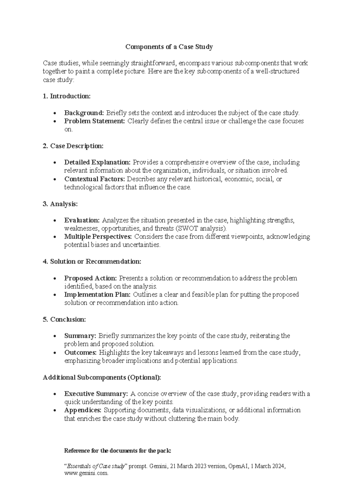 1. Components of Case Study - Components of a Case Study Case studies ...