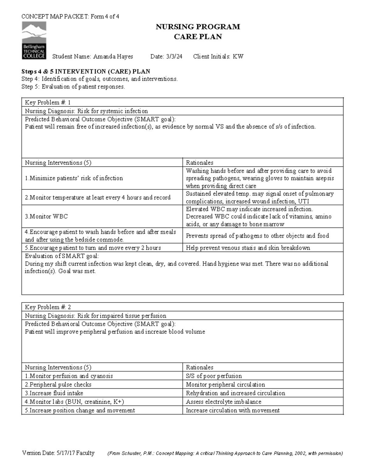 Care Plan 4th Quarter - Care Plan - CONCEPT MAP PACKET: Form 4 of 4 ...