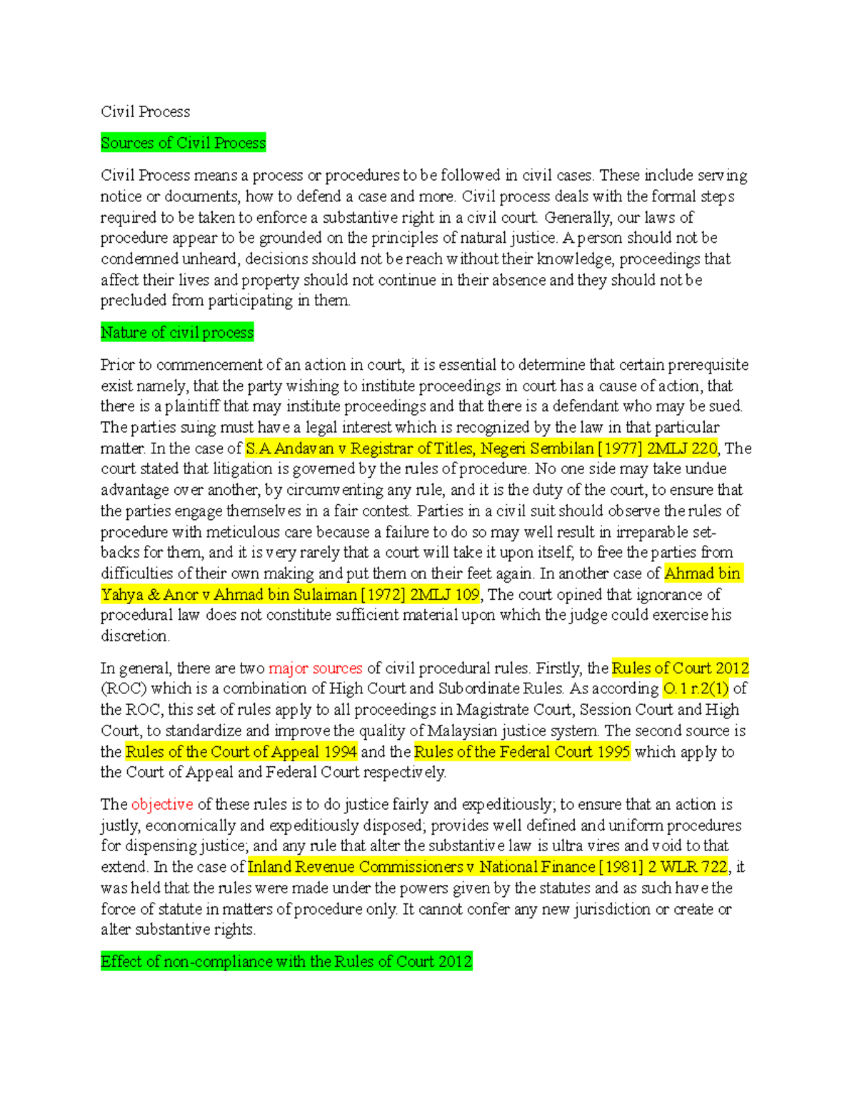 Civil Process-Malaysian Legal System - Civil Process Sources of Civil ...