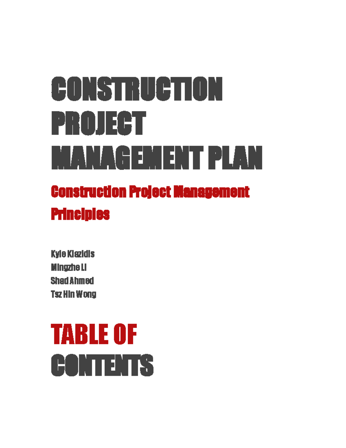 Construction Project Management Plan - CONSTRUCTION PROJECT MANAGEMENT ...