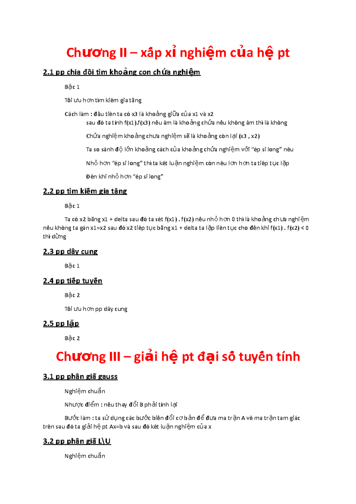 Vấn đáp ppt - sql - Ch ương II – xấấp x nghi ỉ ệm c ủa h ệ pt 2 pp chia đôi tìm kho ảng con ch ...