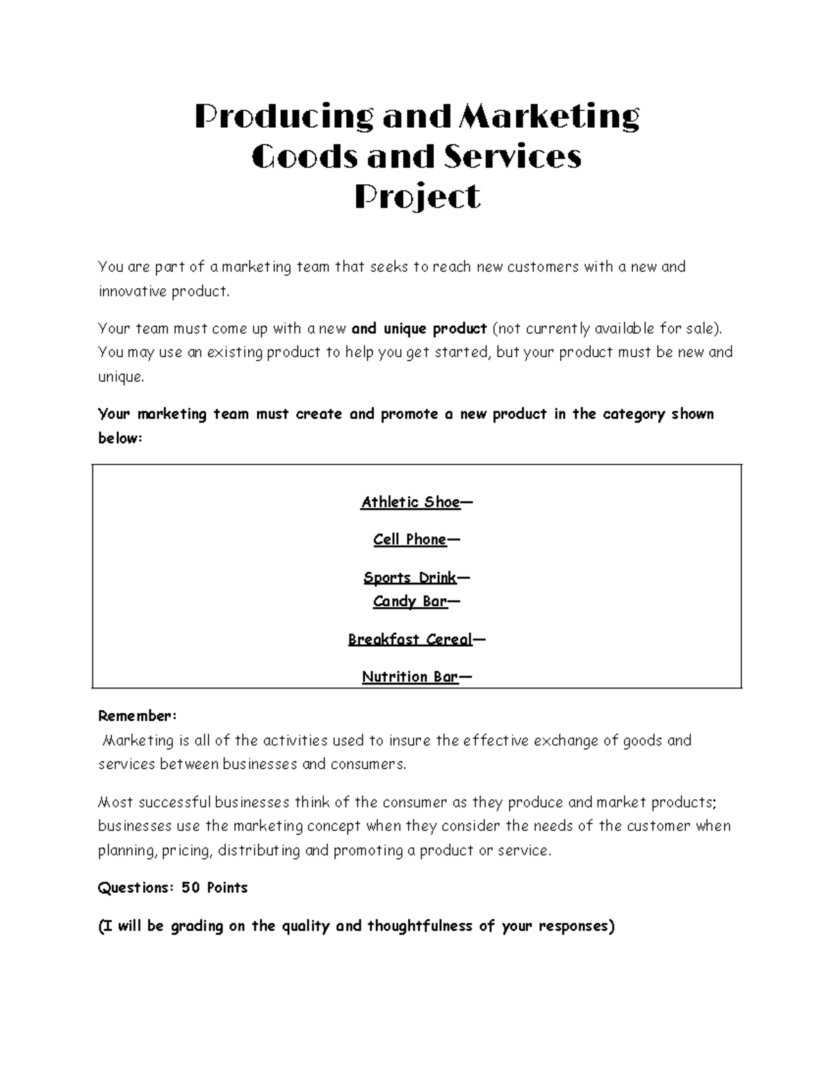 Marketing Project CH - eeeeeeeeeee - Producing and Marketing Goods and ...