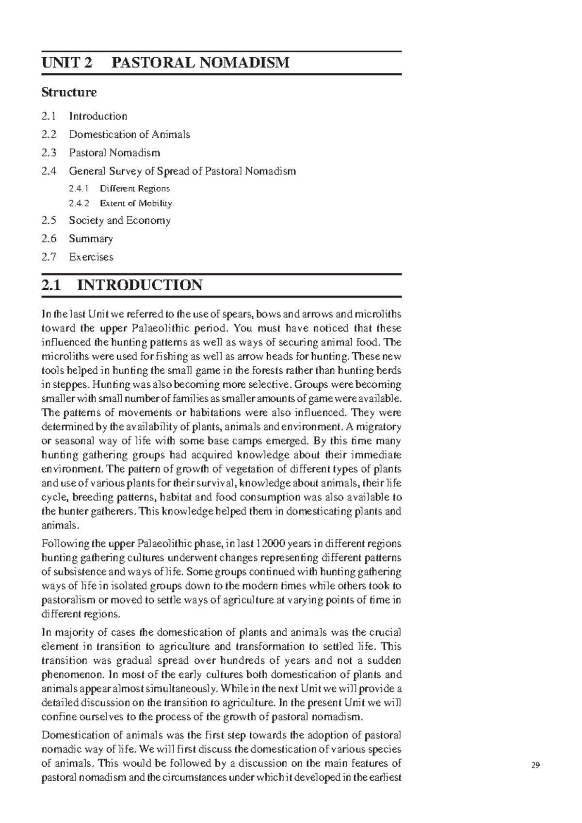 Unit-2 - Read - UNIT 2 PASTORAL NOMADISM Structure 2 Introduction 2 ...