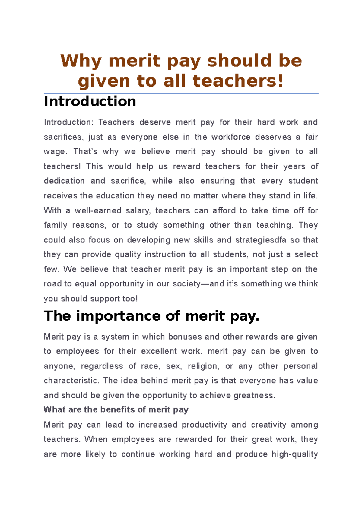 Why merit pay should be given to all teachers - Why merit pay should be ...