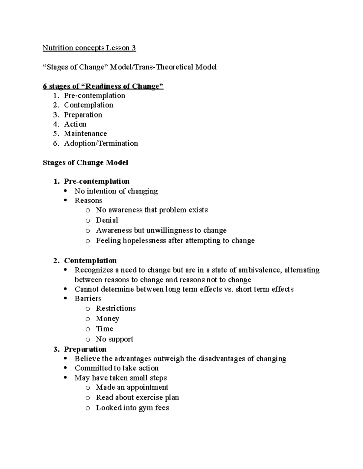 Nutrition concepts Lesson 3 In Class Lecture Notes - Nutrition concepts ...