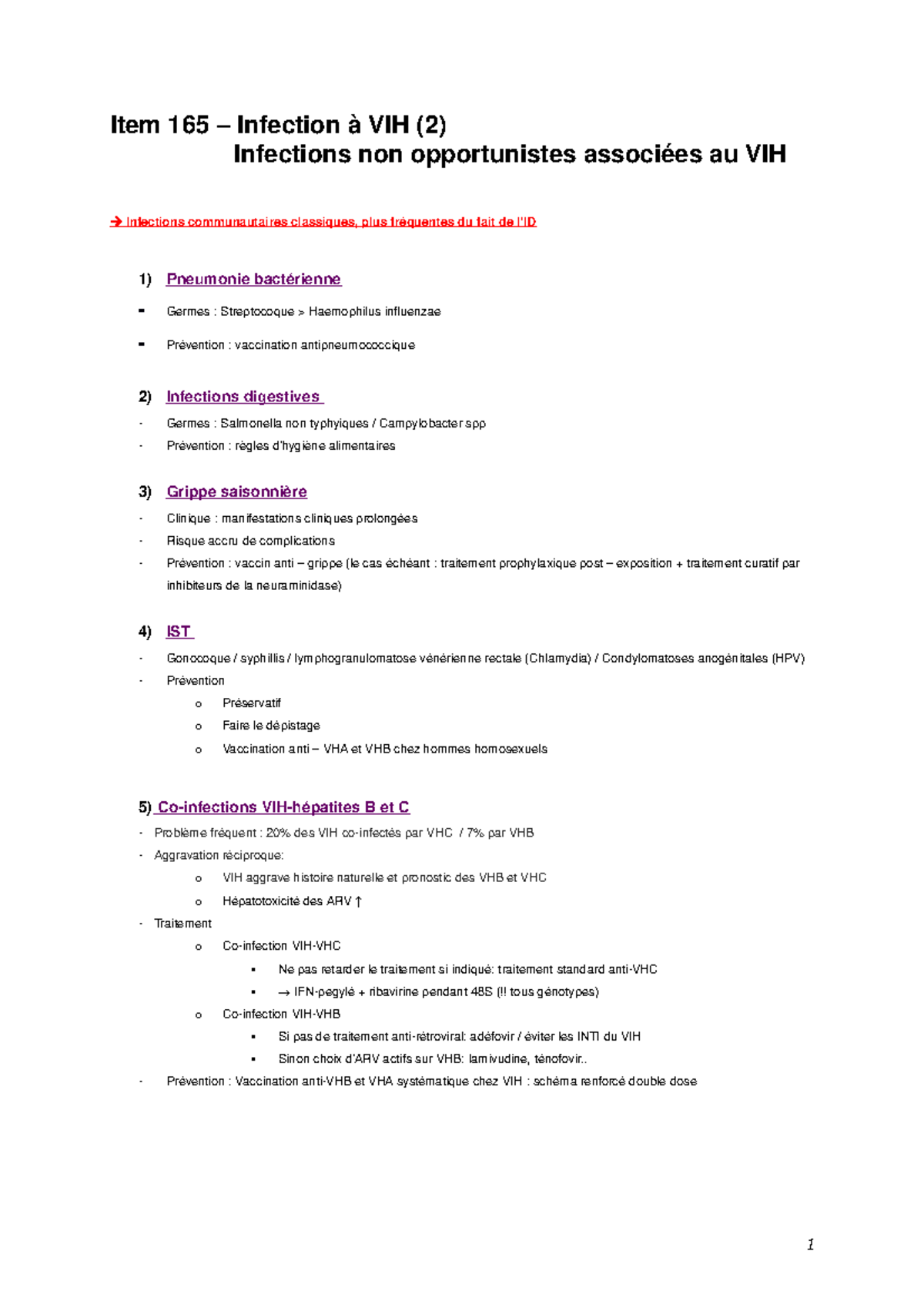Infection VIH - ECN - Item 165 Infection VIH (2) Infections non ...