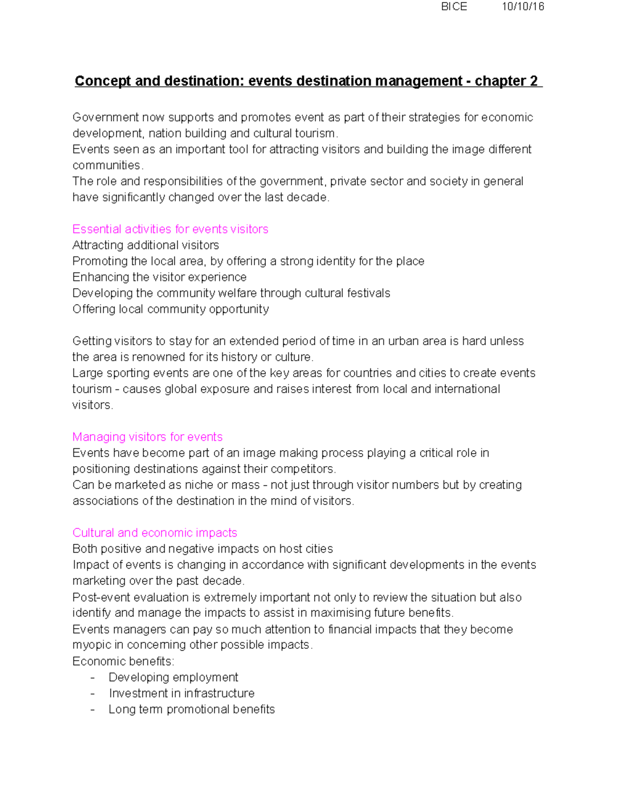 Concept and destination events destination management - chapter 2 ...