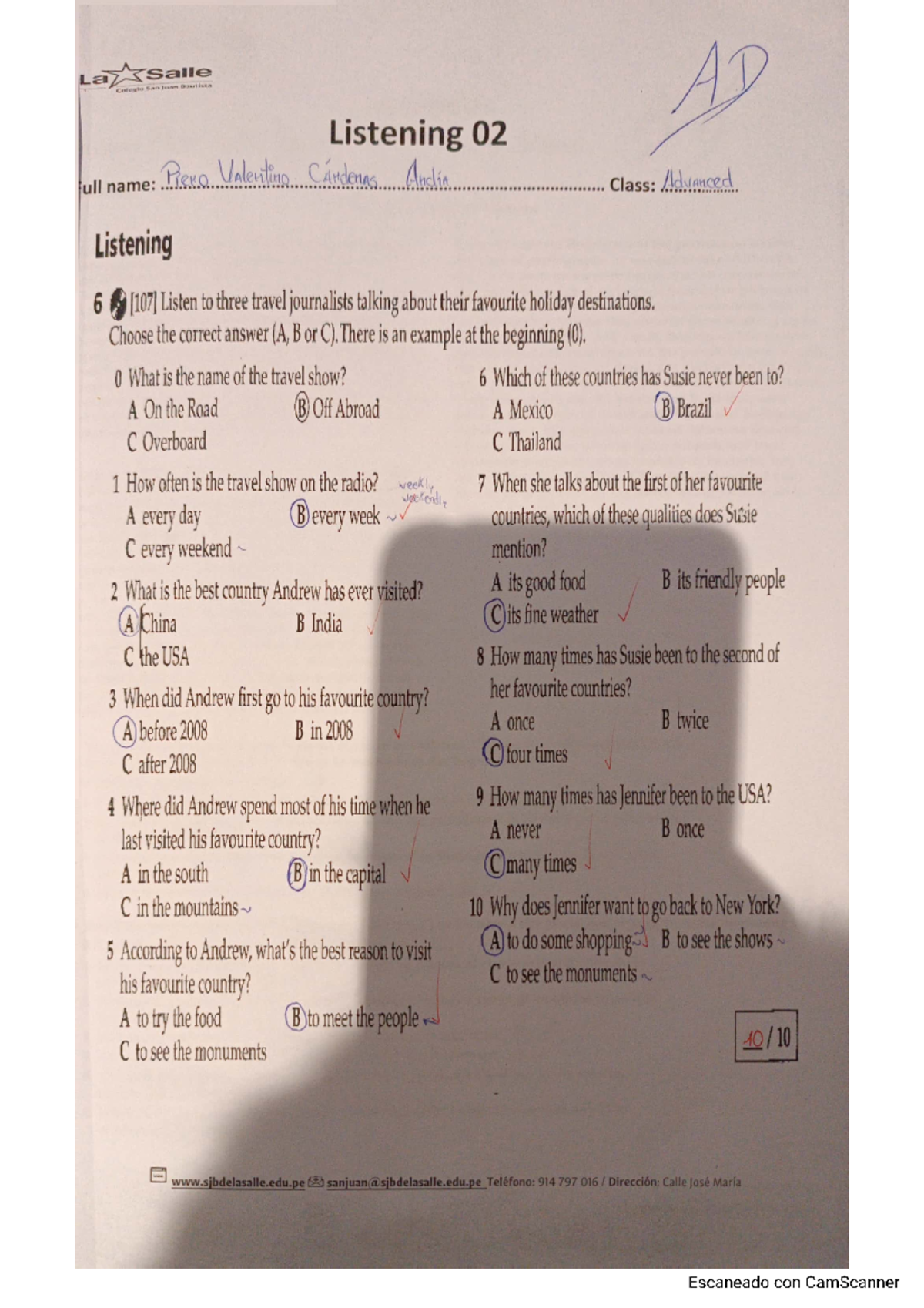 Listening 2 - Tasks - azsalle Colegia San Juan Bautista AD Listening 02 ...