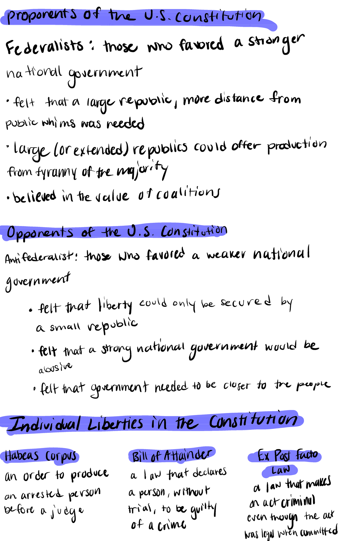 American Government Chapter 2 Notes - proponents of the U. Constitution ...