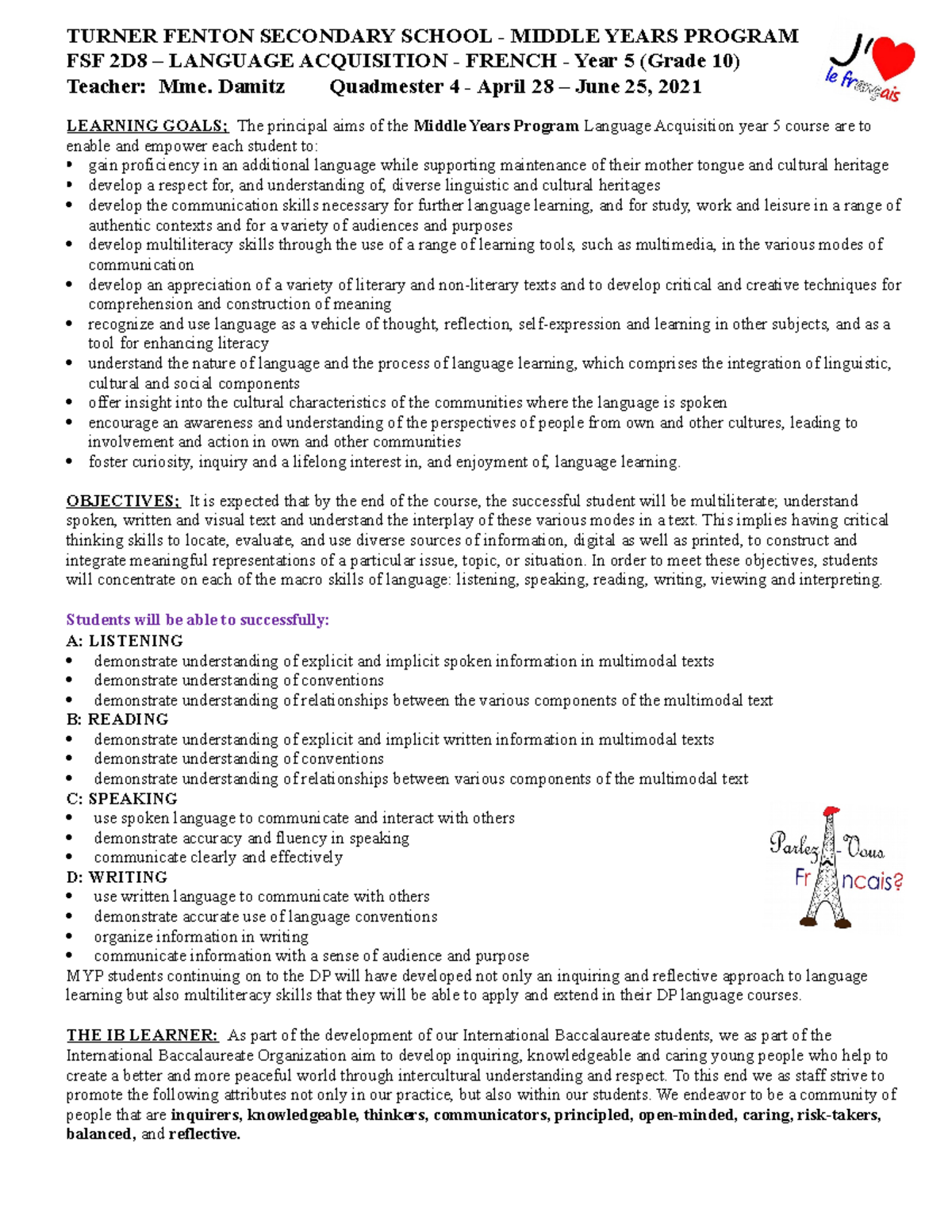Description DU Cours MYP FSF2D8 Quad 4 2021 - TURNER FENTON SECONDARY ...