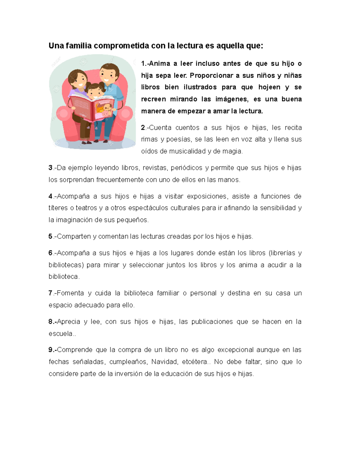 Decalogo para leer en familia - Una familia comprometida con la lectura ...