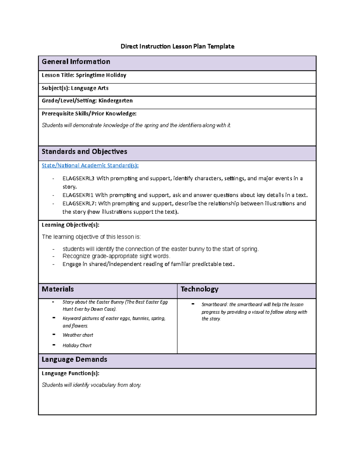 Task 2- completed - Revised 3 times - Direct Instruction Lesson Plan ...