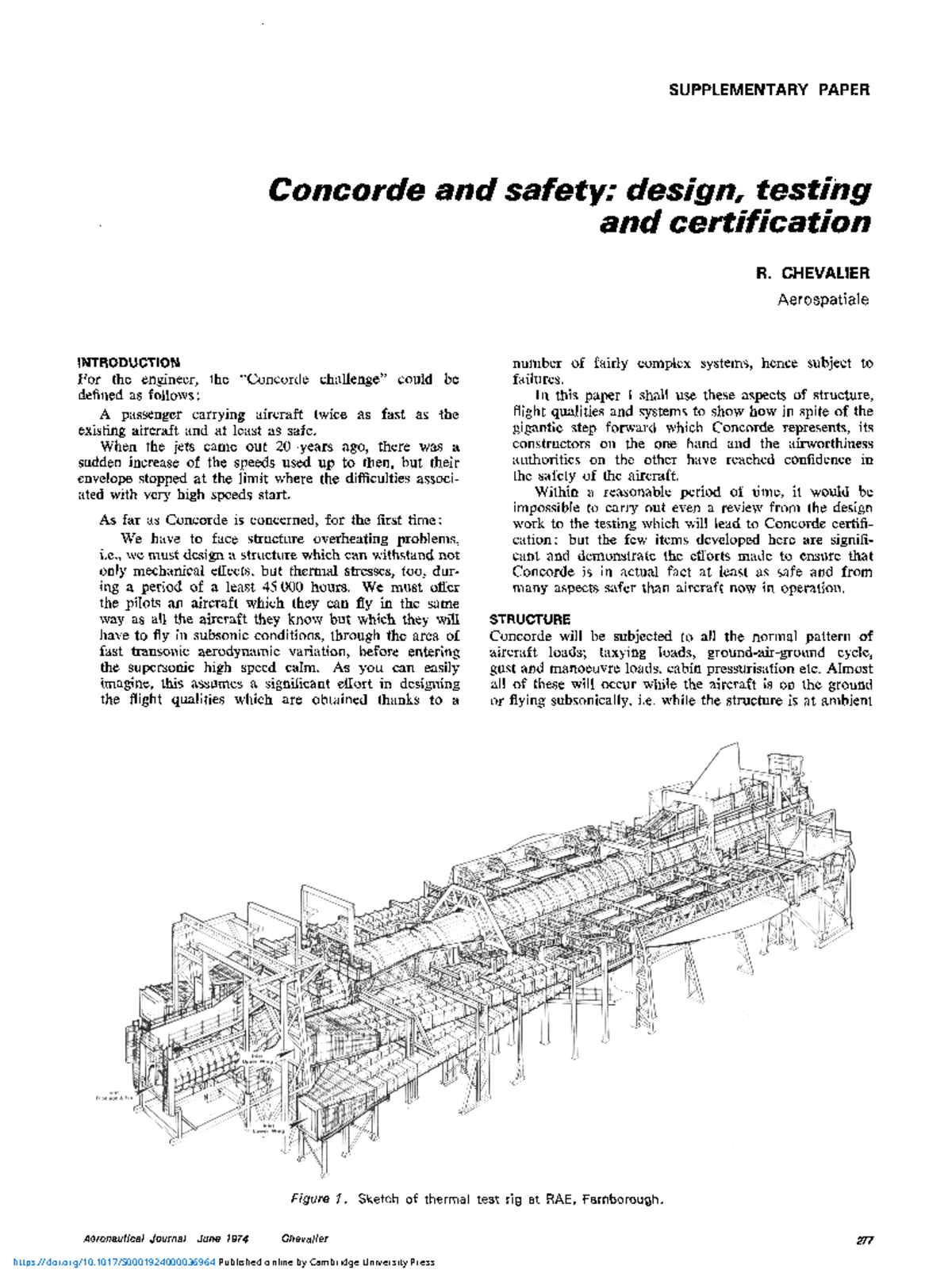 Concorde and safety design testing and certification - SUPPLEMENTARY ...