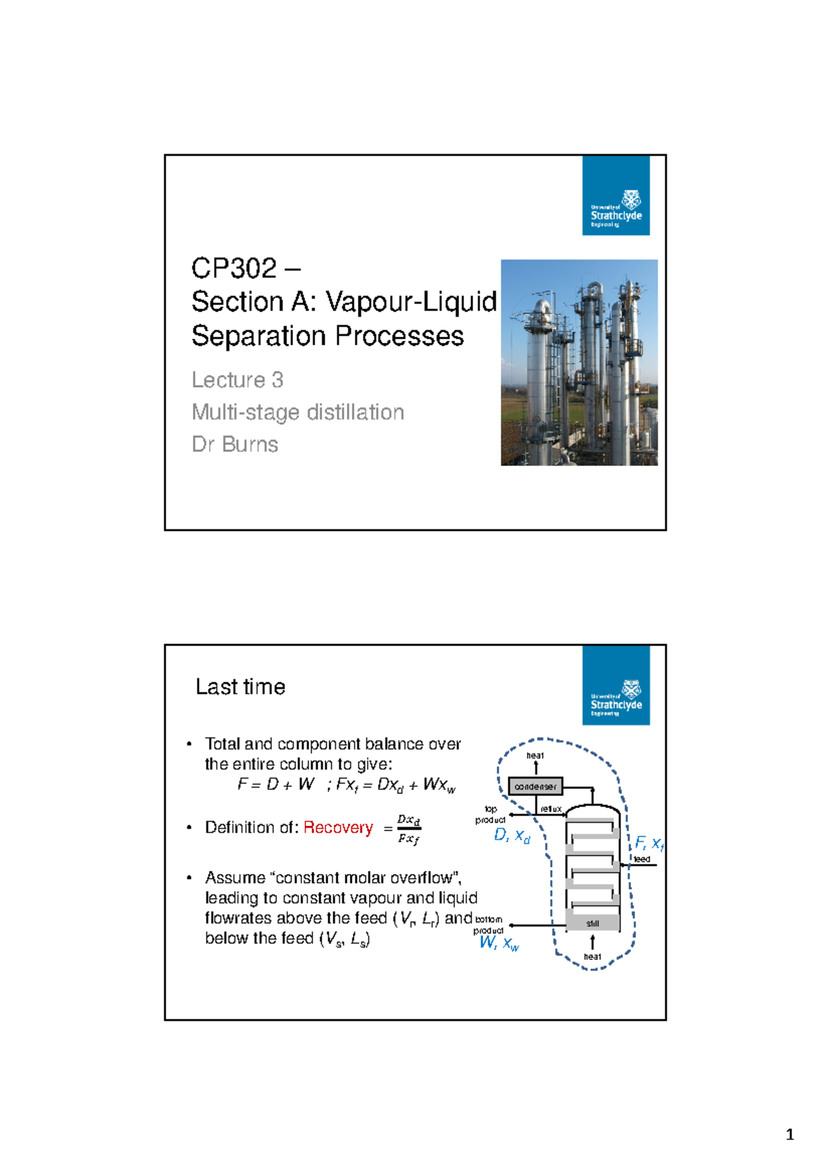 Lecture 3v1 - fdsdgsg - CP302 – Section A: Vapour-Liquid Separation ...