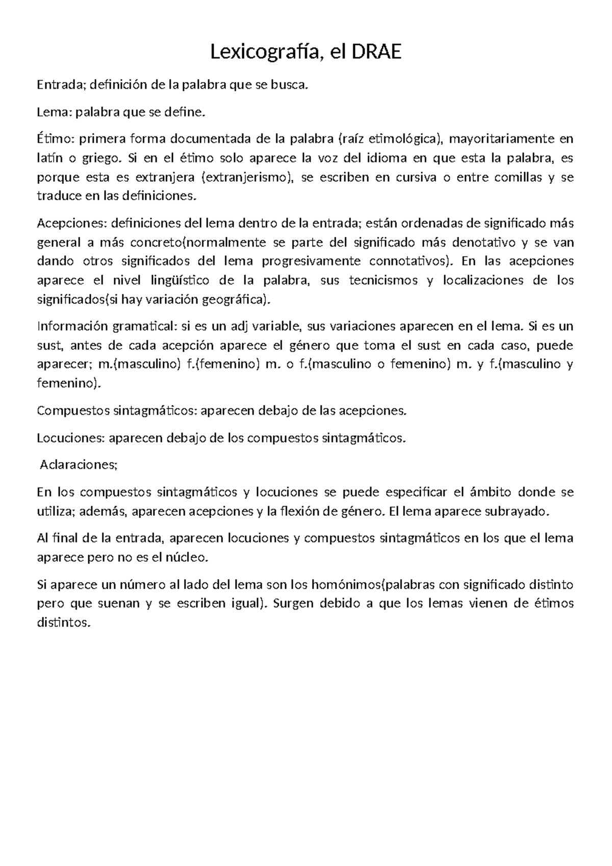 Apuntes de elena - sssas - Lexicografía, el DRAE Entrada; definición de ...