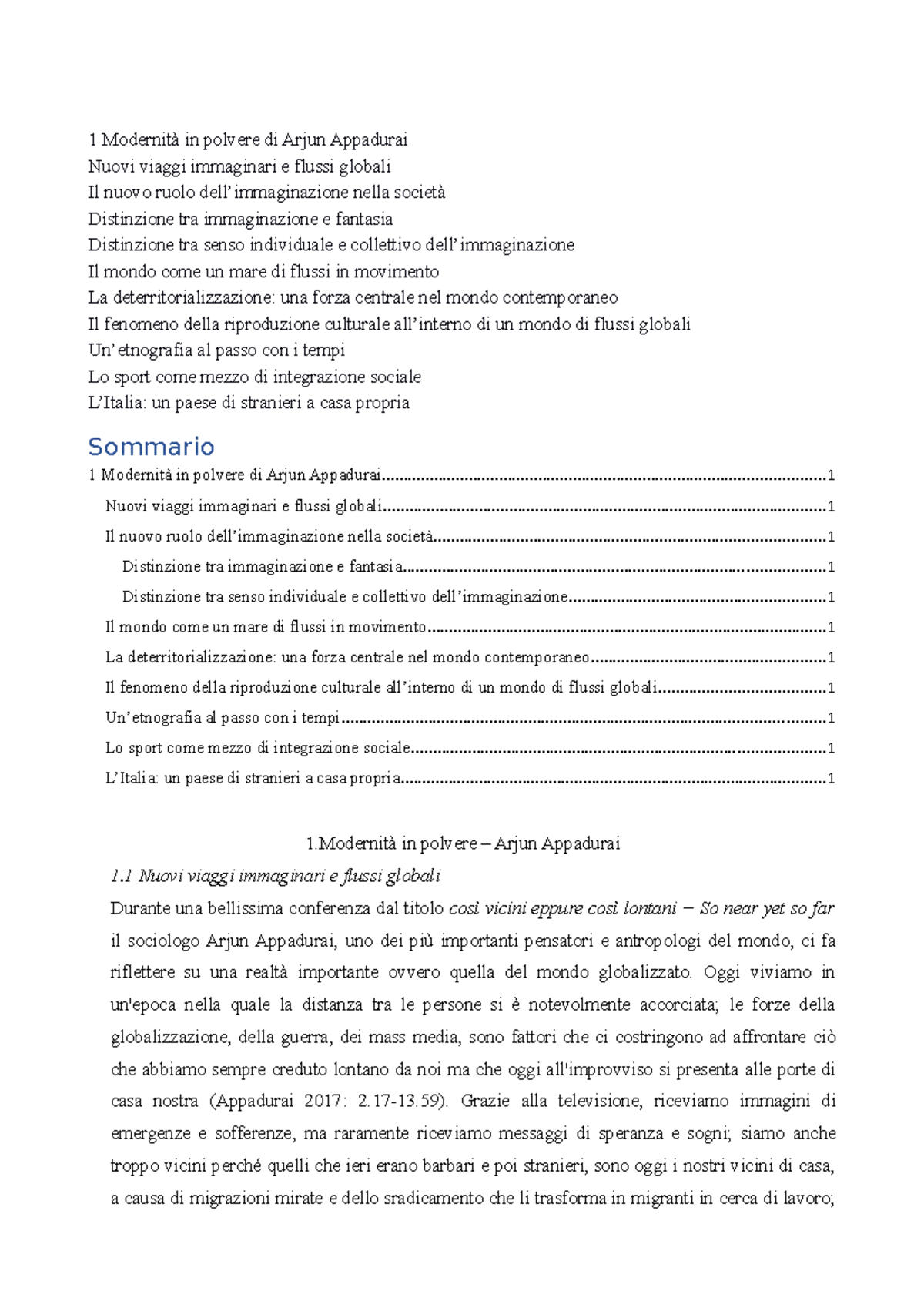 1 capitolo Tesi di Laurea - 1 Modernità in polvere di Arjun Appadurai ...