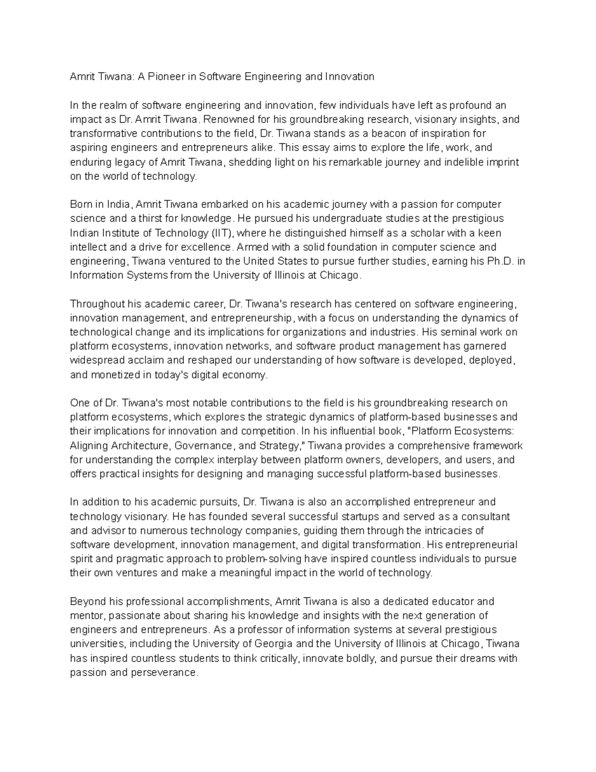 Paper on professors - book report on professor - Amrit Tiwana: A ...