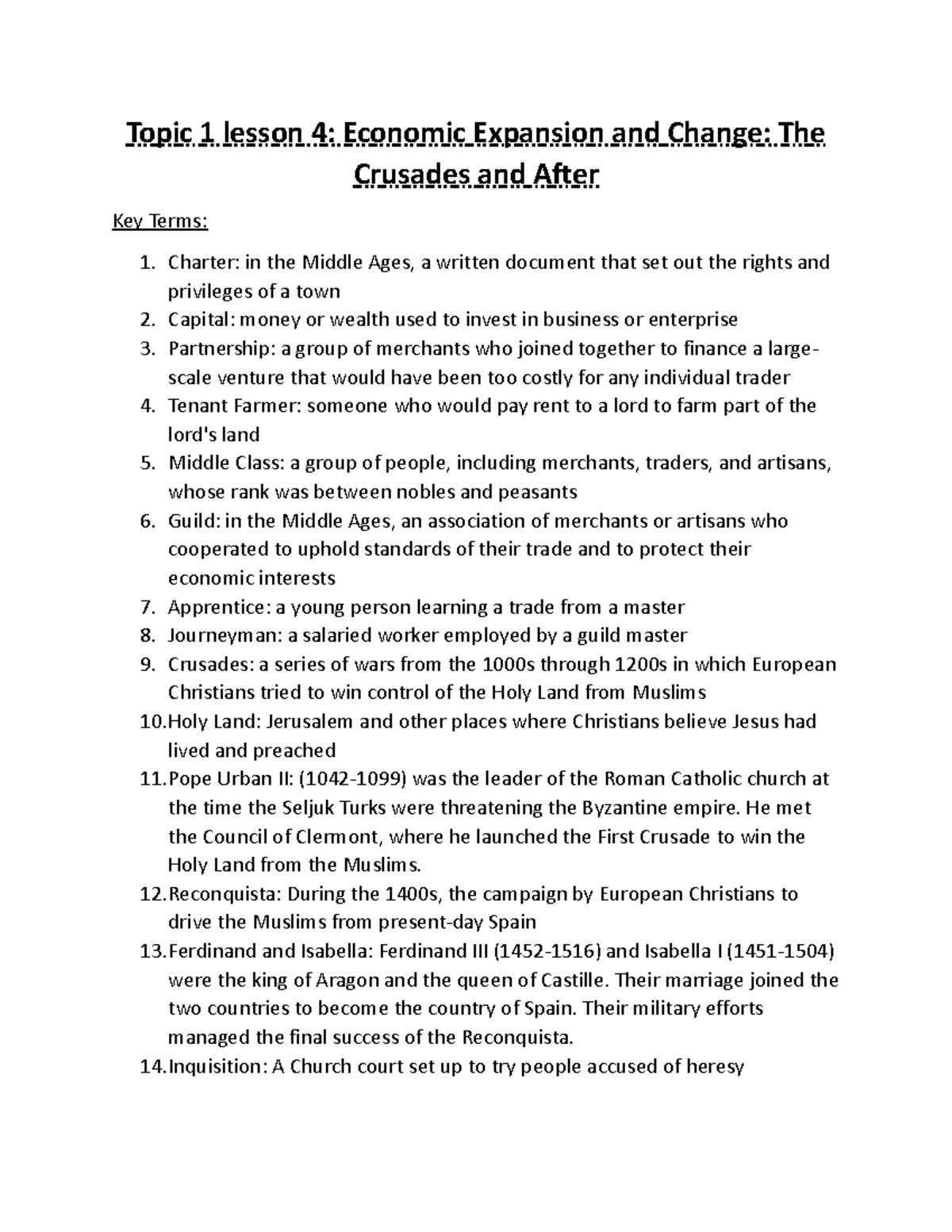 Topic 1 lesson 4 - book work - Topic 1 lesson 4: Economic Expansion and ...