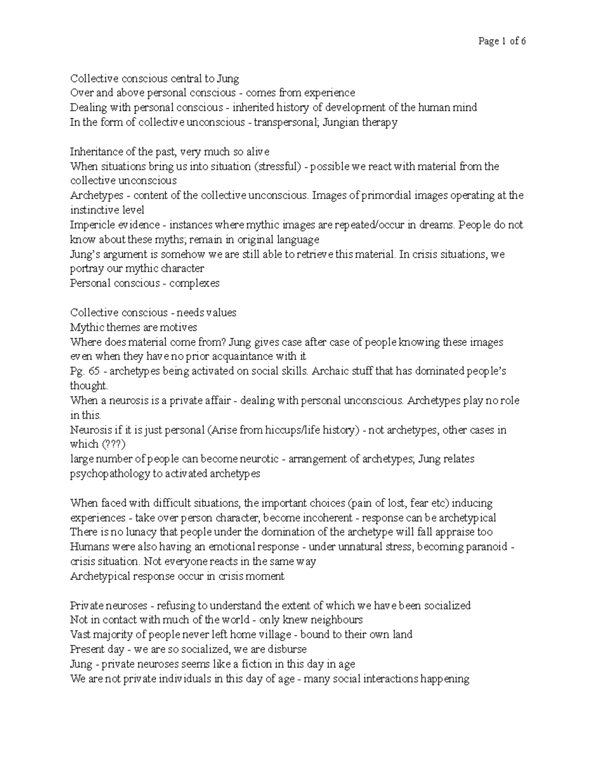 Lecture TEN - FEB 24, 2021 - Collective conscious central to Jung Over and above personal ...