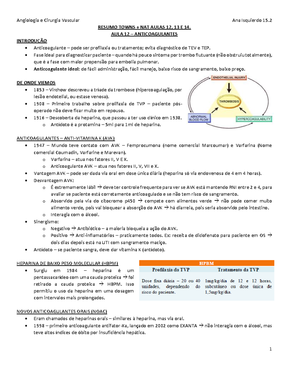 P2 Angiologia - Aula 12 13 e 14 - Warning: TT: undefined function: 32 Warning: TT: undefined ...