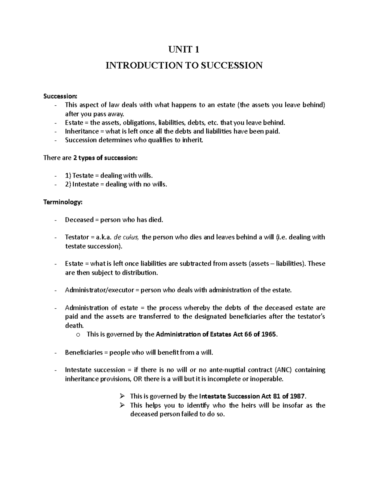 UNIT 1 - Introduction to succession - UNIT 1 INTRODUCTION TO SUCCESSION ...