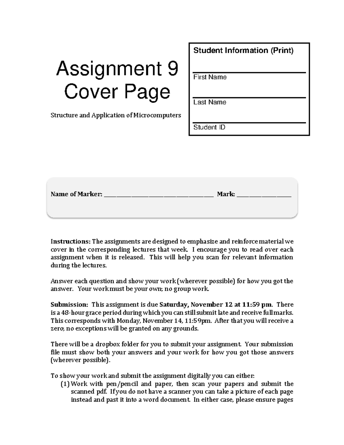 Assignment Nine - Assignment 9 Cover Page Structure and Application of ...