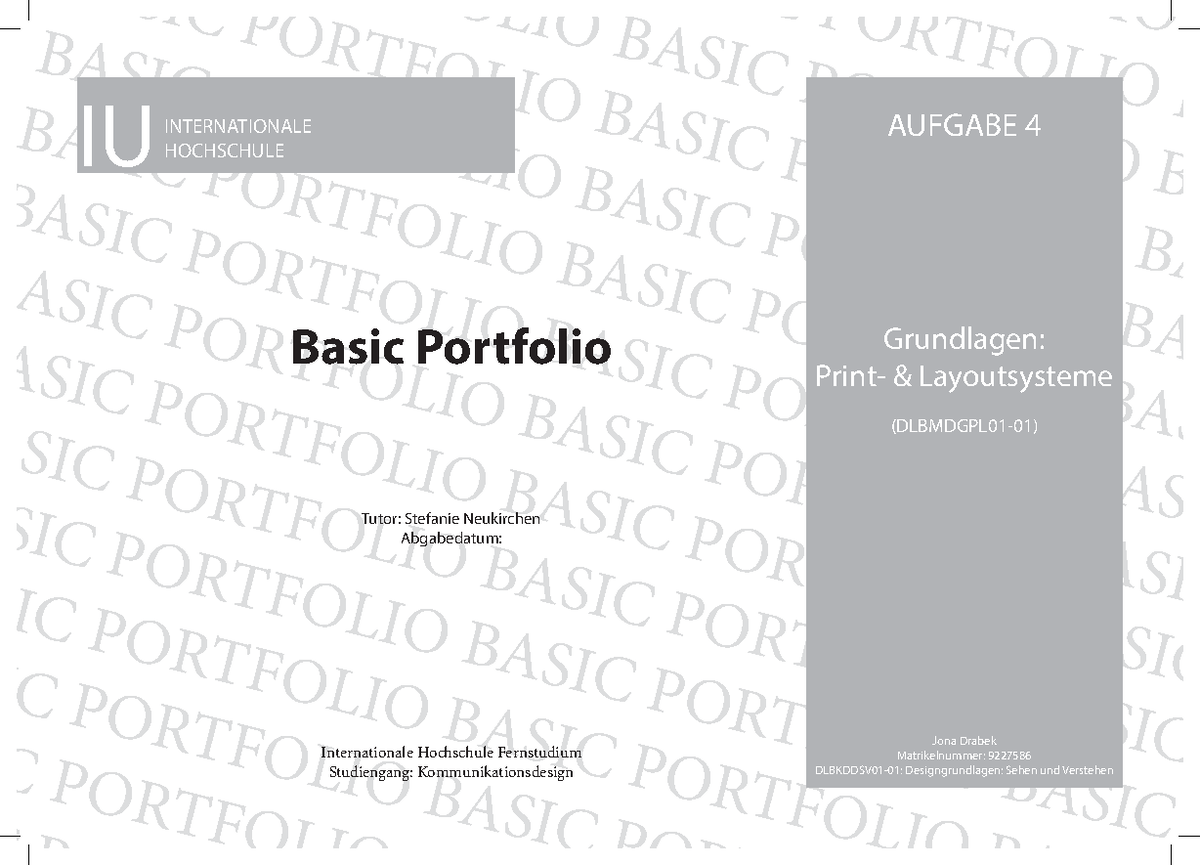 Lösungsbeispiel Abgabe Teilaufgabe 4 - BASIC PORTFOLIO BA BASIC PORTFOLIO BASIC PORTFOLIO BAS ...