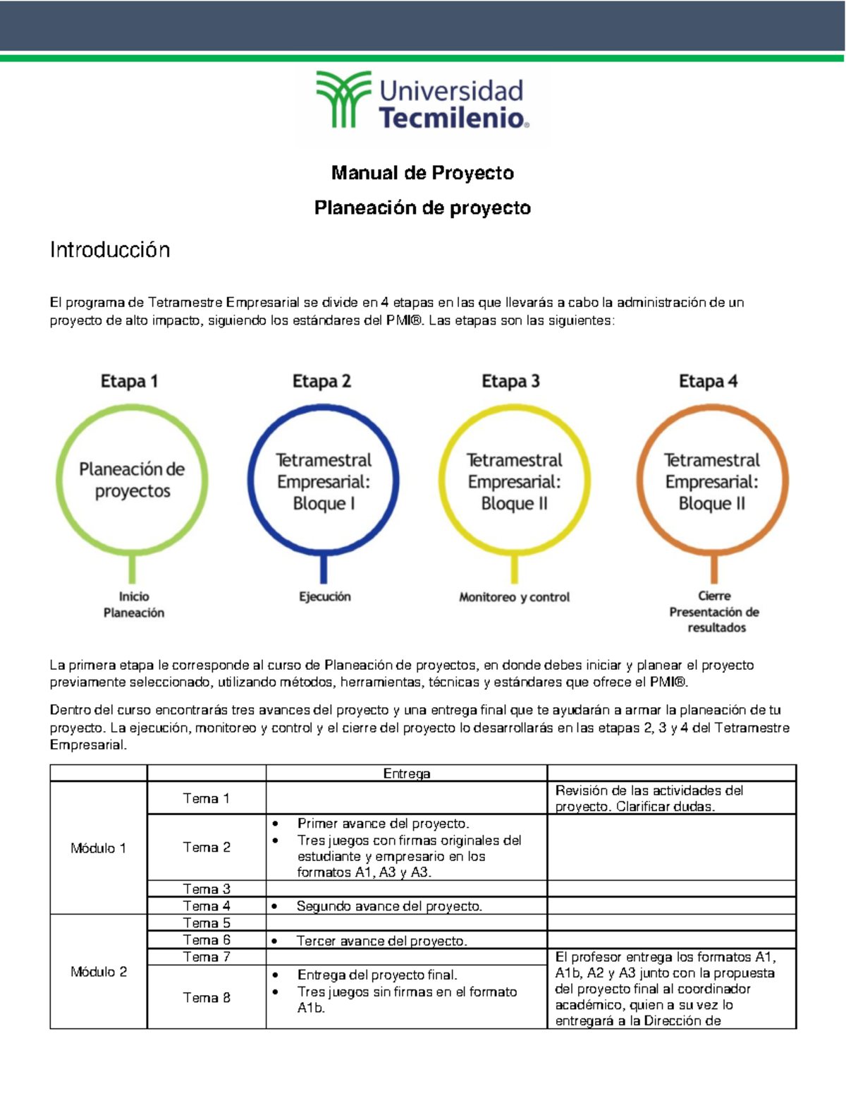 2018 .10.01 Manual de Proyecto - Manual de Proyecto Planeación de proyecto Introducción El ...