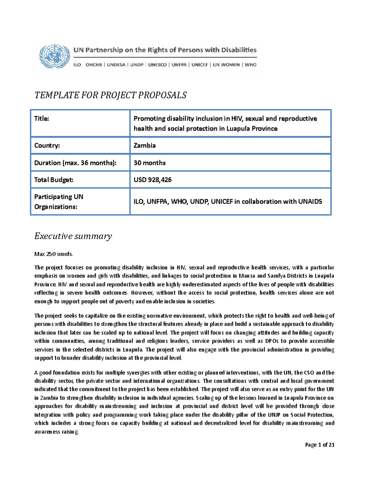 Zambia Project Proposal ACC - TEMPLATE FOR PROJECT PROPOSALS Title ...